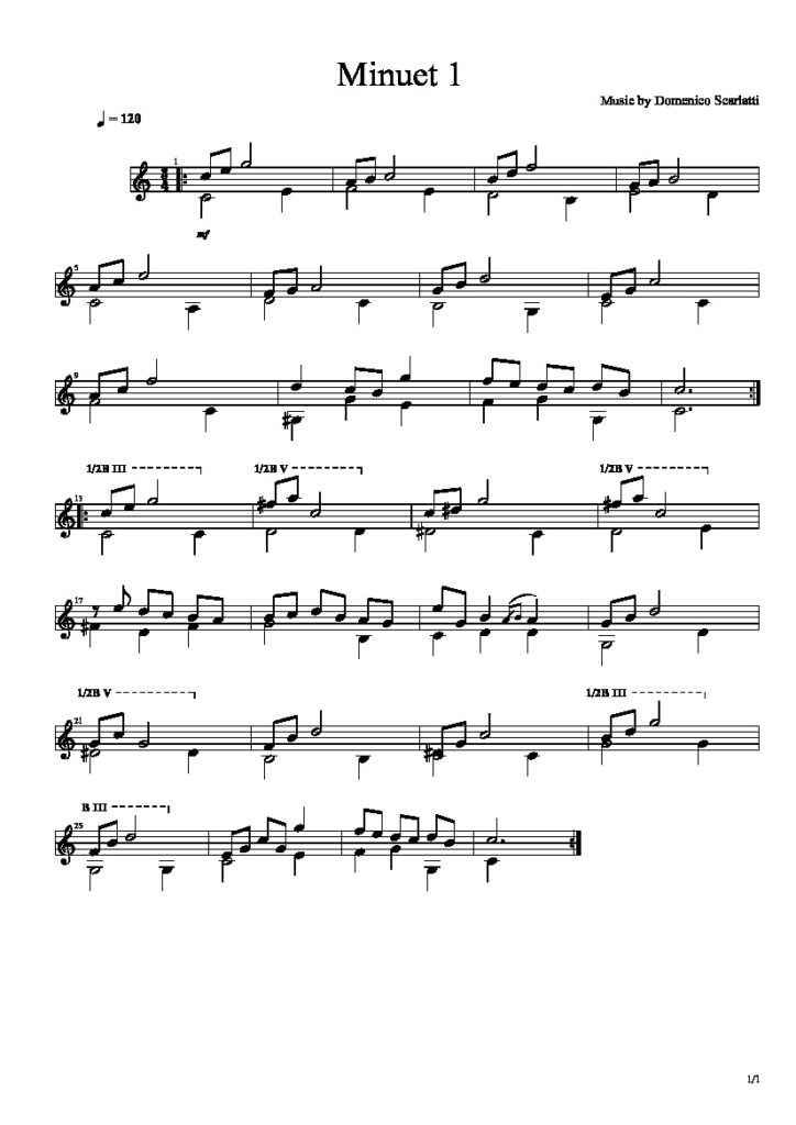 Scarlatti. Domenico - Minuet 1 by Domenico Scarlatti - Classical Guitar ...