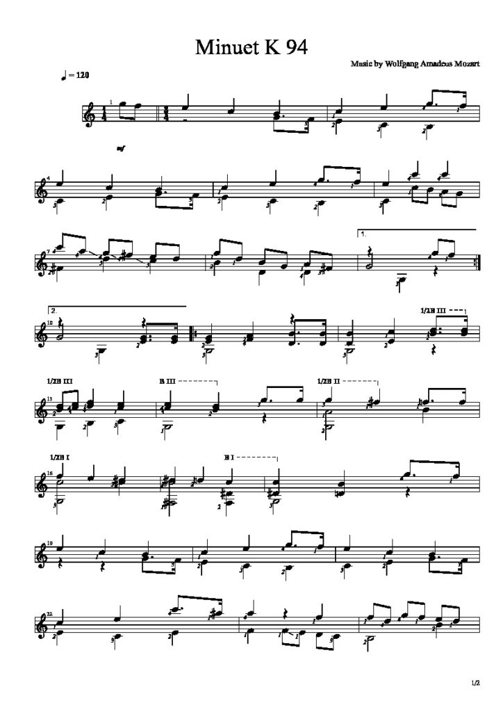 Mozart. Wolfgang Amadeus - Minuet K94 by Wolfgang Amadeus Mozart ...