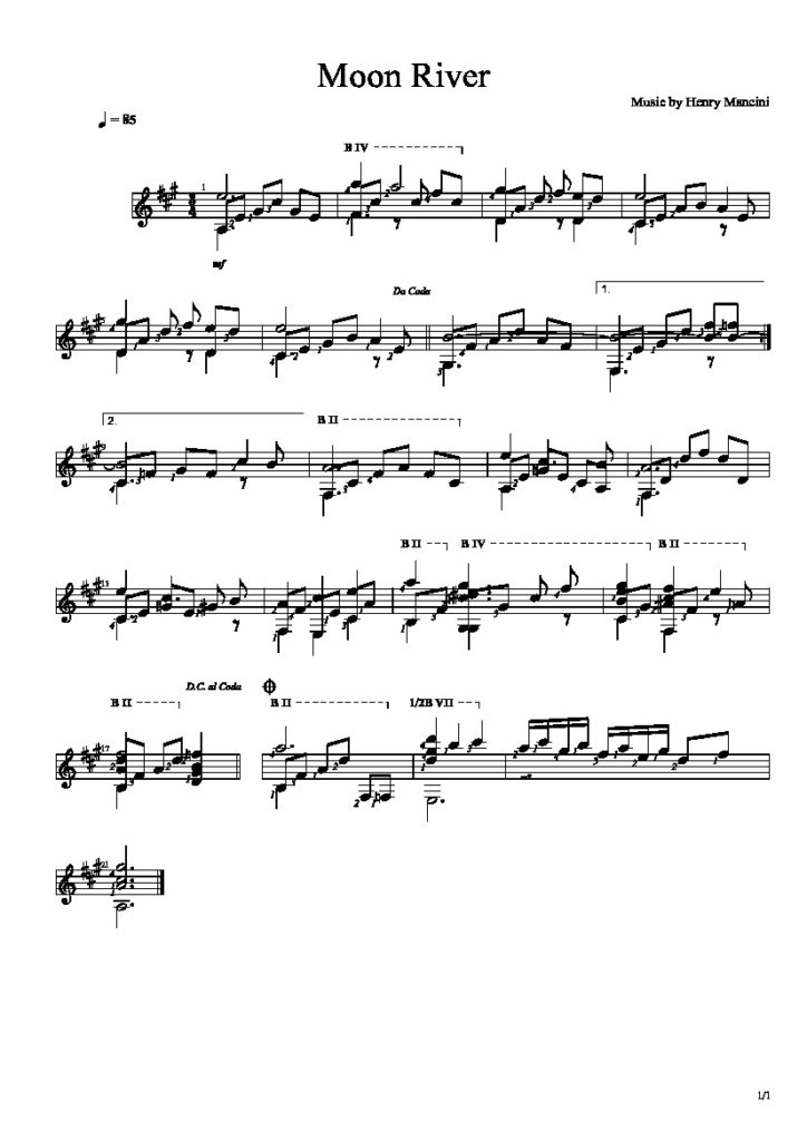 Mancini. Henry - Moon River by Henry Mancini - Classical Guitar Library ...