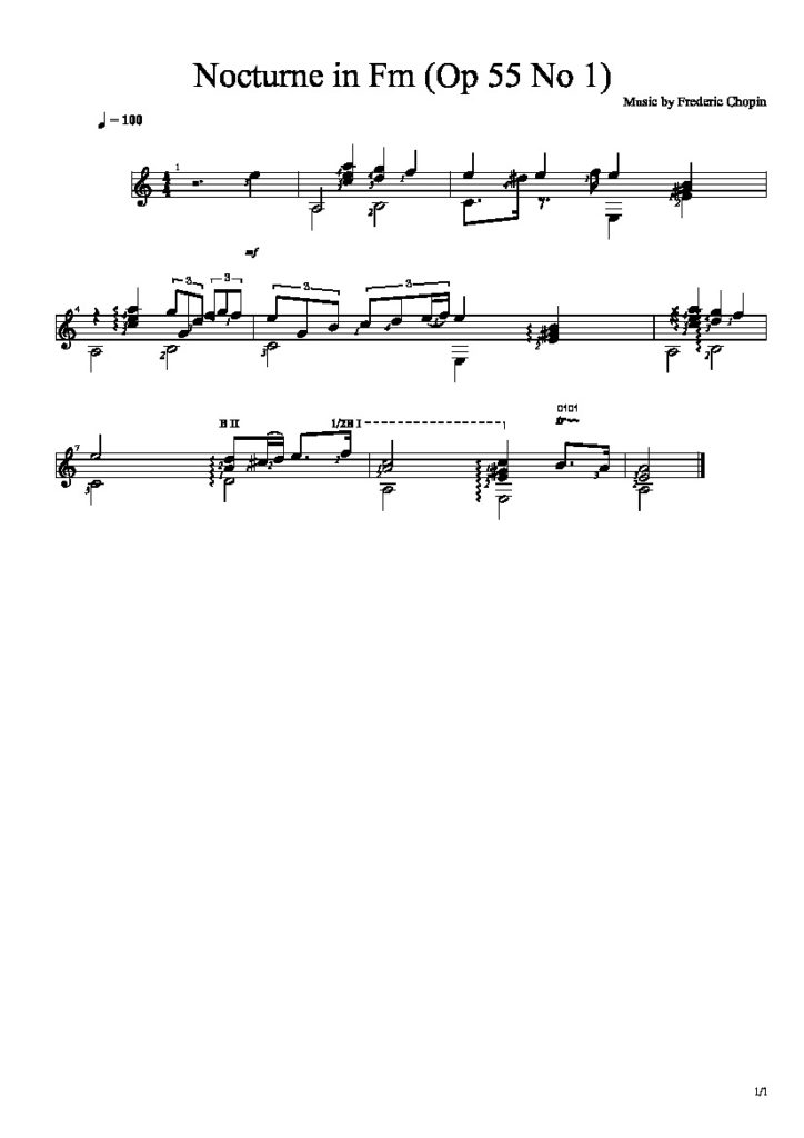 Chopin. Frédéric François - Nocturne in Fm (Op 55 No 1) by Frederic ...