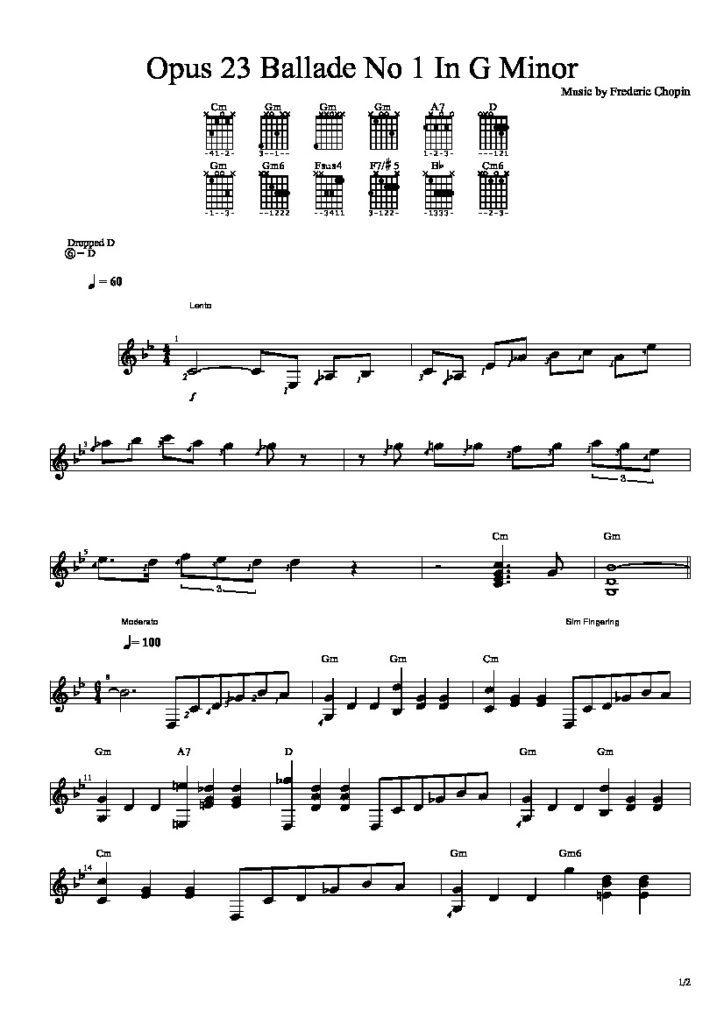 Chopin. Frédéric François - Opus 23 Ballade No 1 In G Minor by Frederic ...