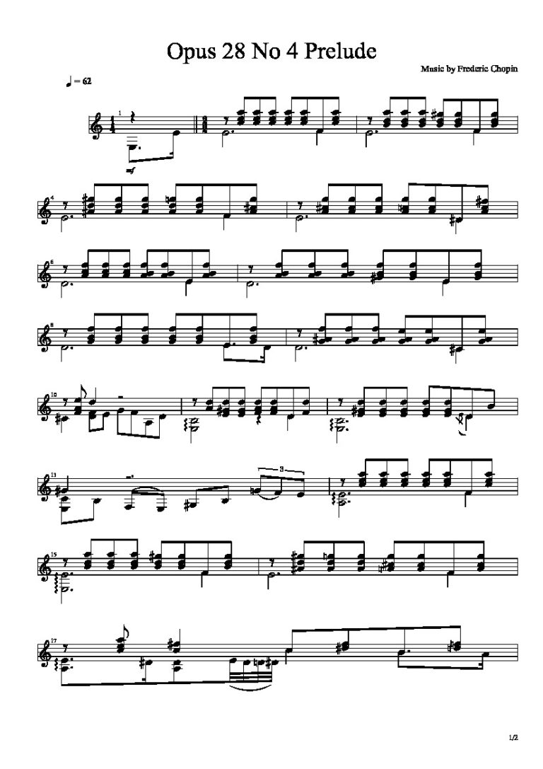 Chopin. Frédéric François - Opus 28 No 4 Prelude by Frederic Chopin ... Chopin. Frédéric François - Opus 28 No 4 Prelude by Frederic Chopin ...