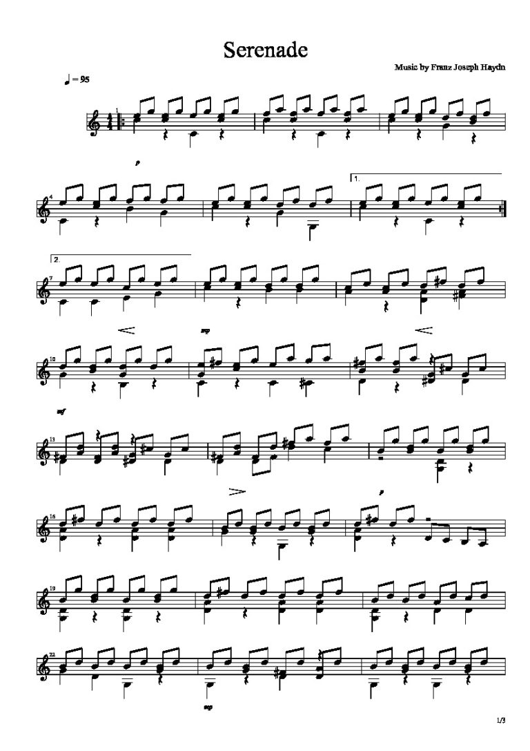 Haydn. Franz Joseph - Serenade by Joseph Haydn - Classical Guitar ...