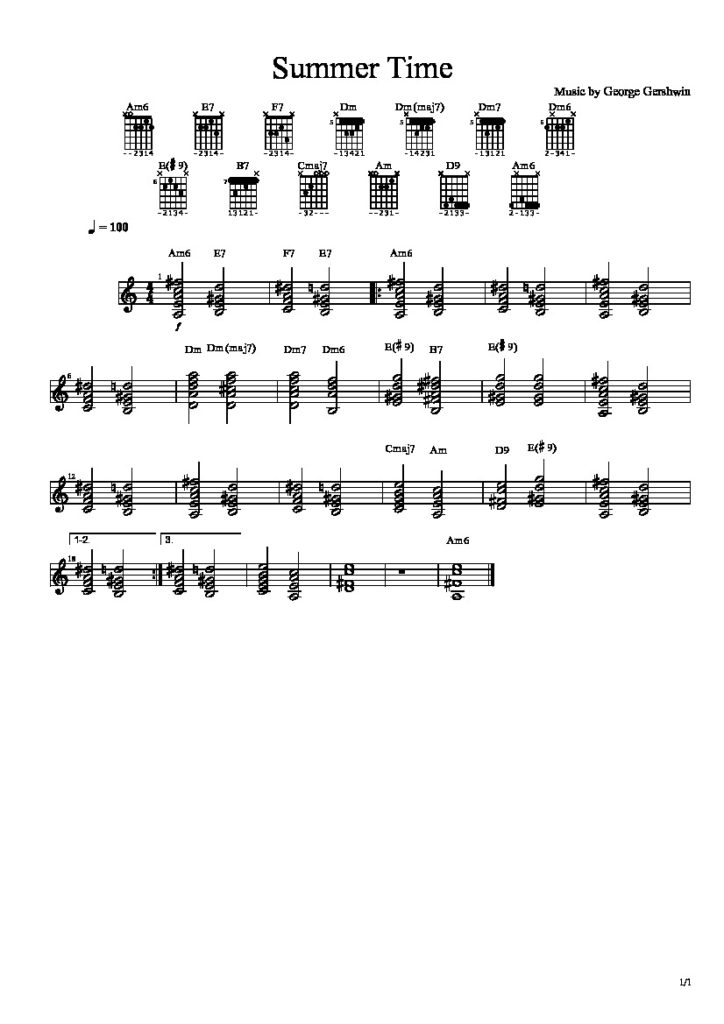 Gershwin. George - Summertime Guitare 2 by Gershwin George - Classical ...