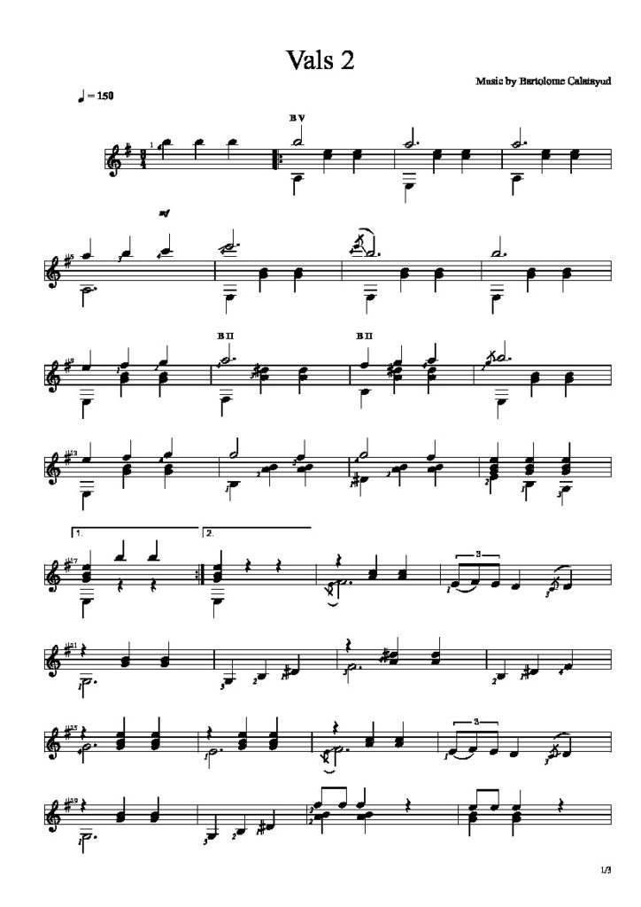 Calatayud. Bartolome - Vals 2 by Batolome Calatayud - Classical Guitar ...
