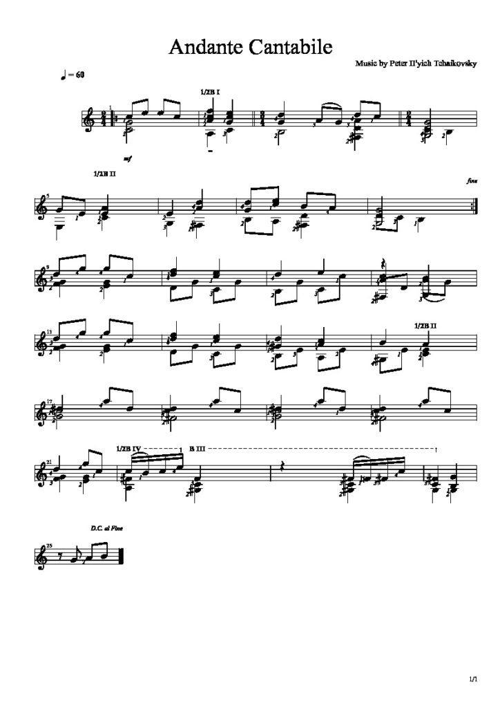 Tchaikovsky. Pyotr Ilyich - Andante Cantabile by Peter Ilyich ...