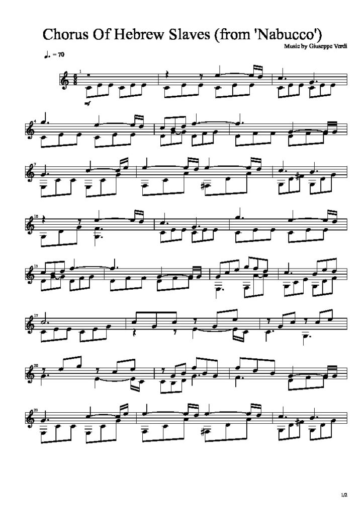Verdi. Giuseppe Francesco - Chorus Of The Hebrew Slaves by Giuseppe ...