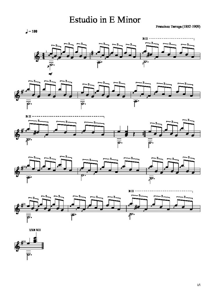 Tarrega. Francisco - Estudio in E Minor by Francisco Tarrega ...