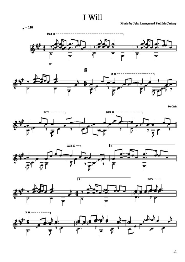 The Beatles - I Will by Lennon McCartney - Classical Guitar Library ...