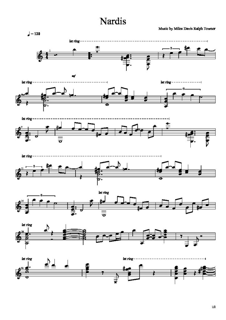 Towner. Ralph - Nardis by Ralph Towner - Classical Guitar Library ...