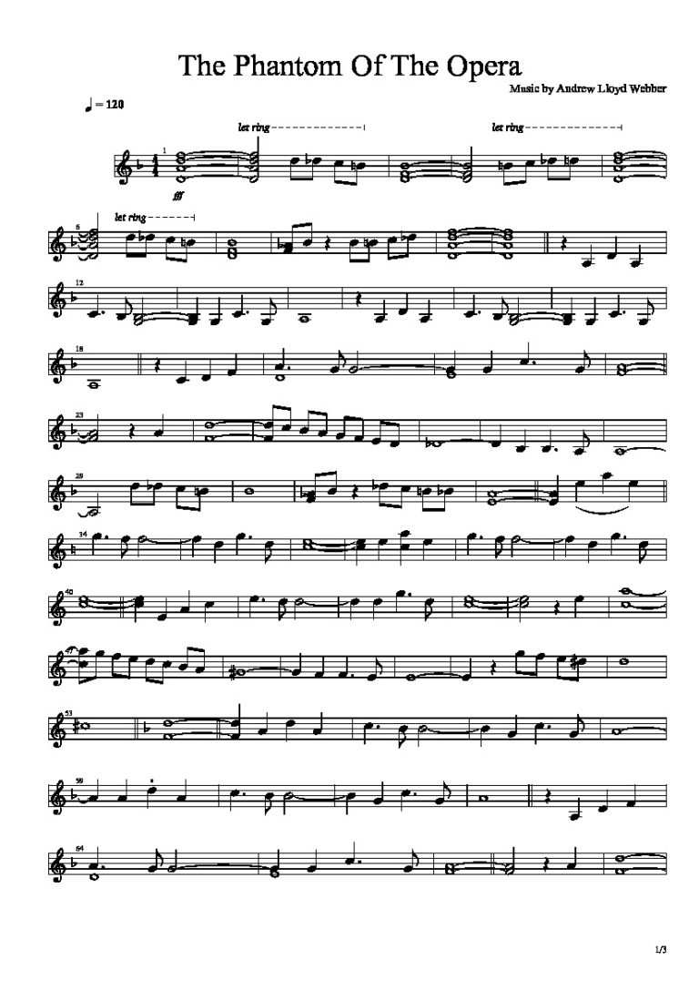 Webber. Andrew Llyod - Phantom Of The Opera By Andrew Lloyd Webber ...
