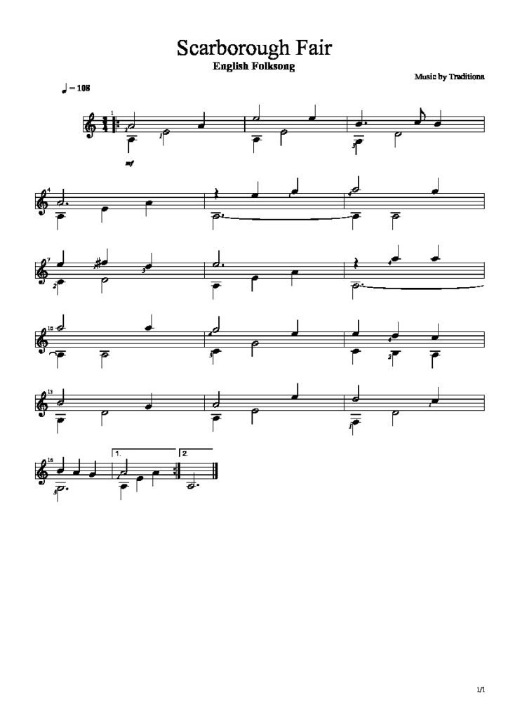 Traditional - Scarborough Fair English Folksong - Classical Guitar ...