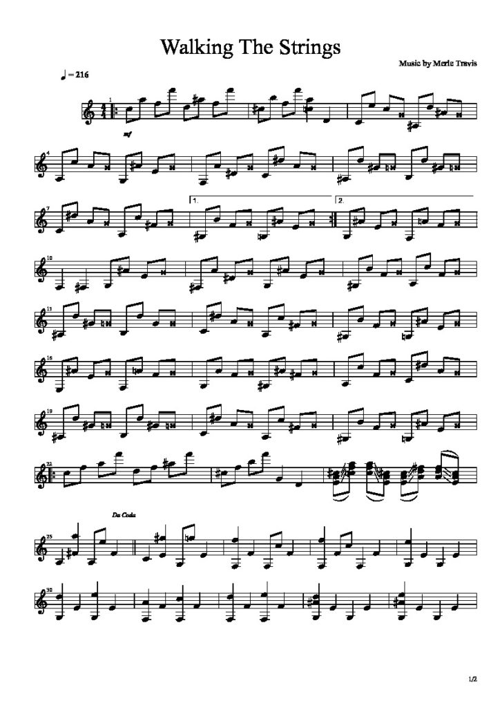 Travis. Merle Classical Guitar Sheet Music Scores - Classical Guitar ...
