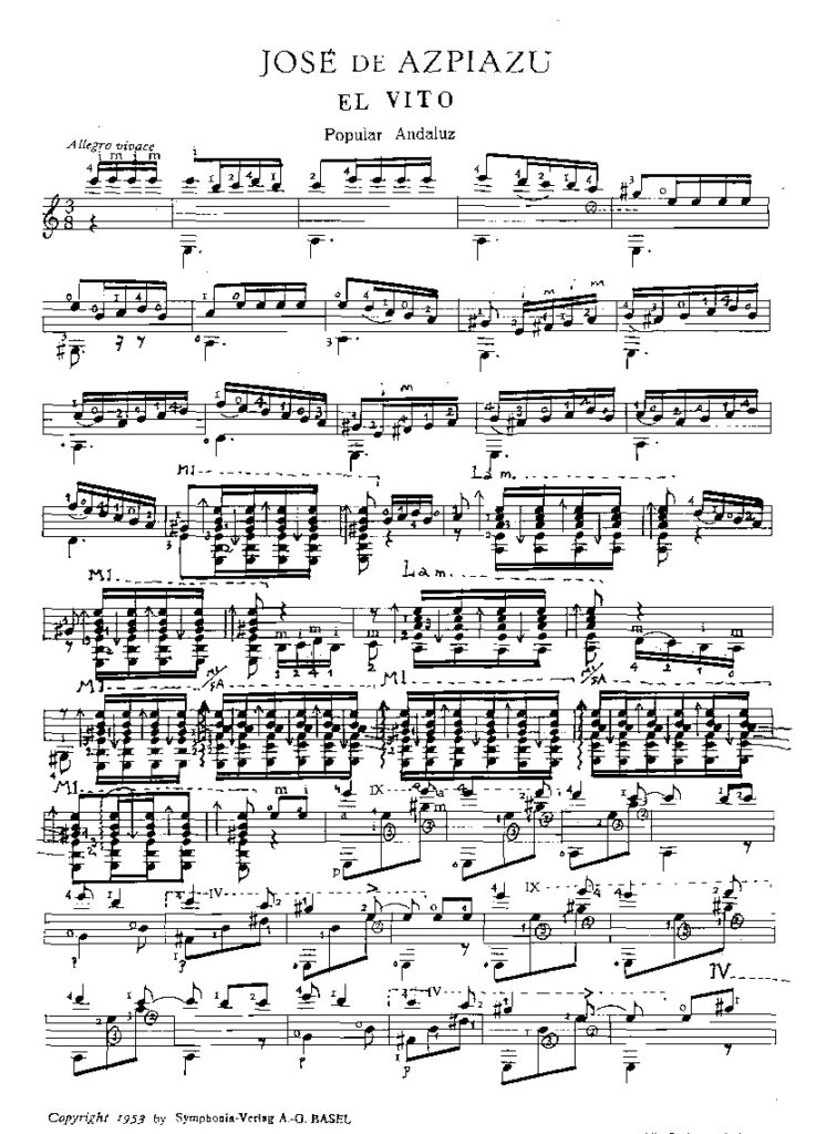Azpiazu. Jose - El vito - Classical Guitar Library Classical Guitar ...