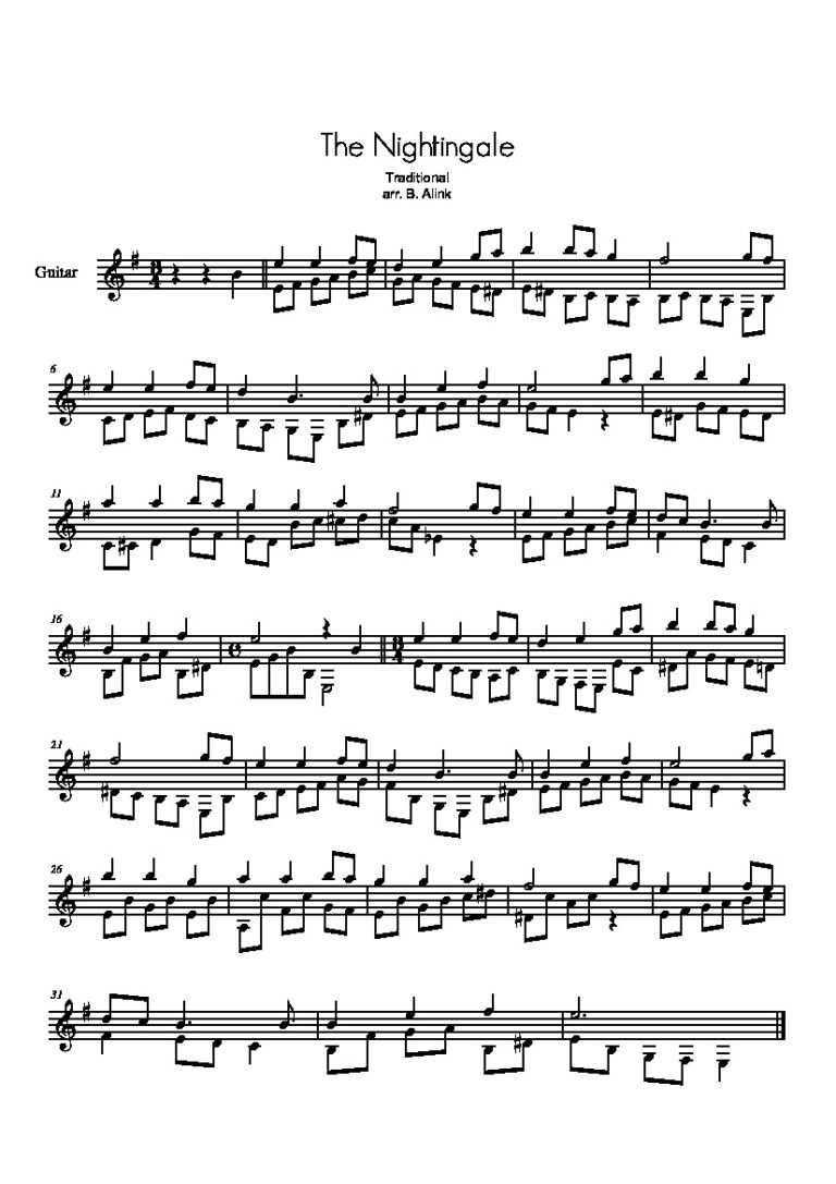 Alink. Bert - The Nightingale - Classical Guitar Library Classical ...