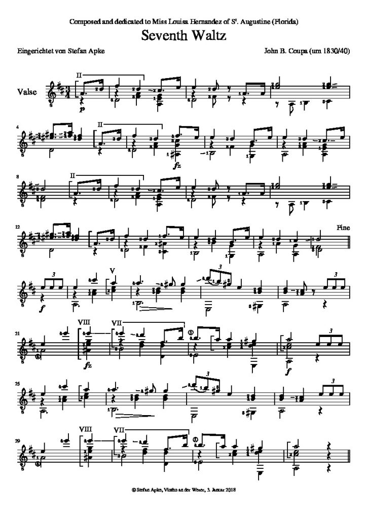 Coupa. John B. - Waltz No.7 a - Classical Guitar Library Classical ...