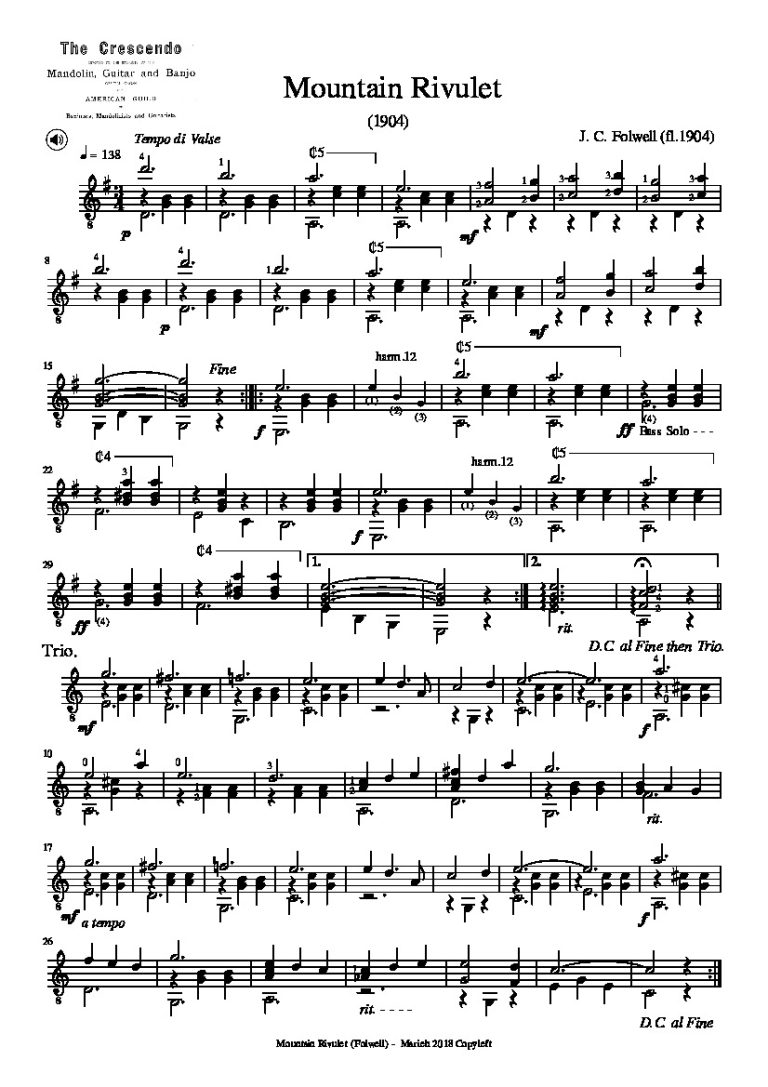 Folwell. John C. - Mountain Rivulet - Classical Guitar Library ...