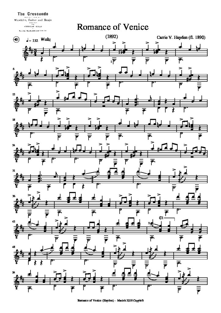 Hayden. C. V. - Romance of Venice - Classical Guitar Library Classical ...
