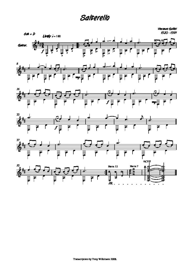 Galilei. Vincenzo - Saltarello - Classical Guitar Library Classical ...