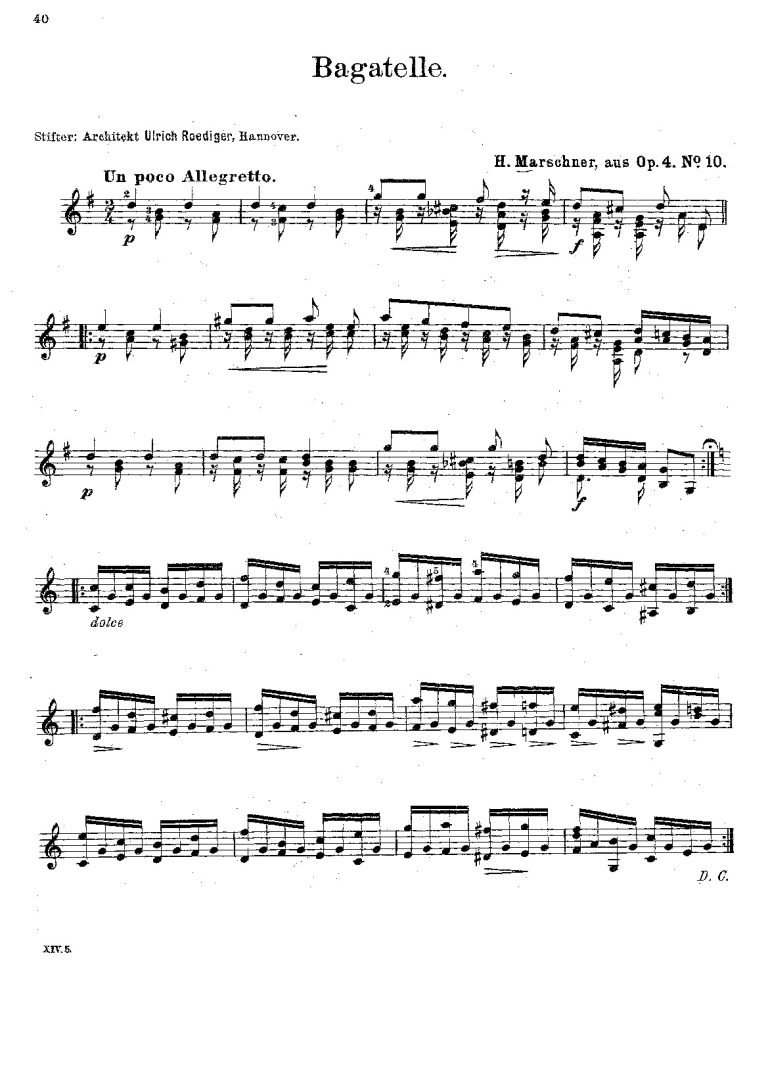 Marschner. Heinrich - 12 Bagatelles, Op.4 No.10 Bagatelle - Classical ...