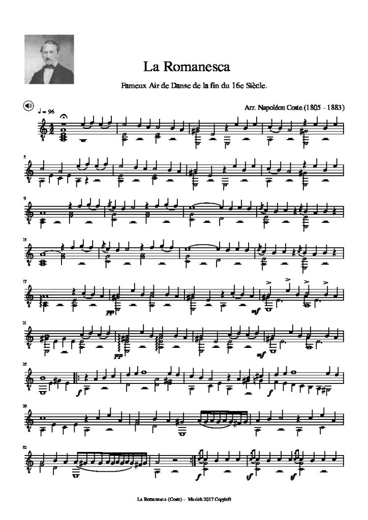 Marieh Collection - La romanesca, Op.19b (Coste, Napoléon) - Classical ...