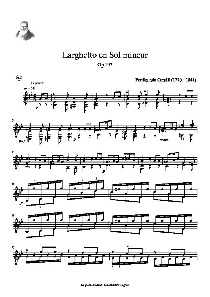 Marieh Collection - Larghetto Gm Op.192 (Carulli, Ferdinando ...