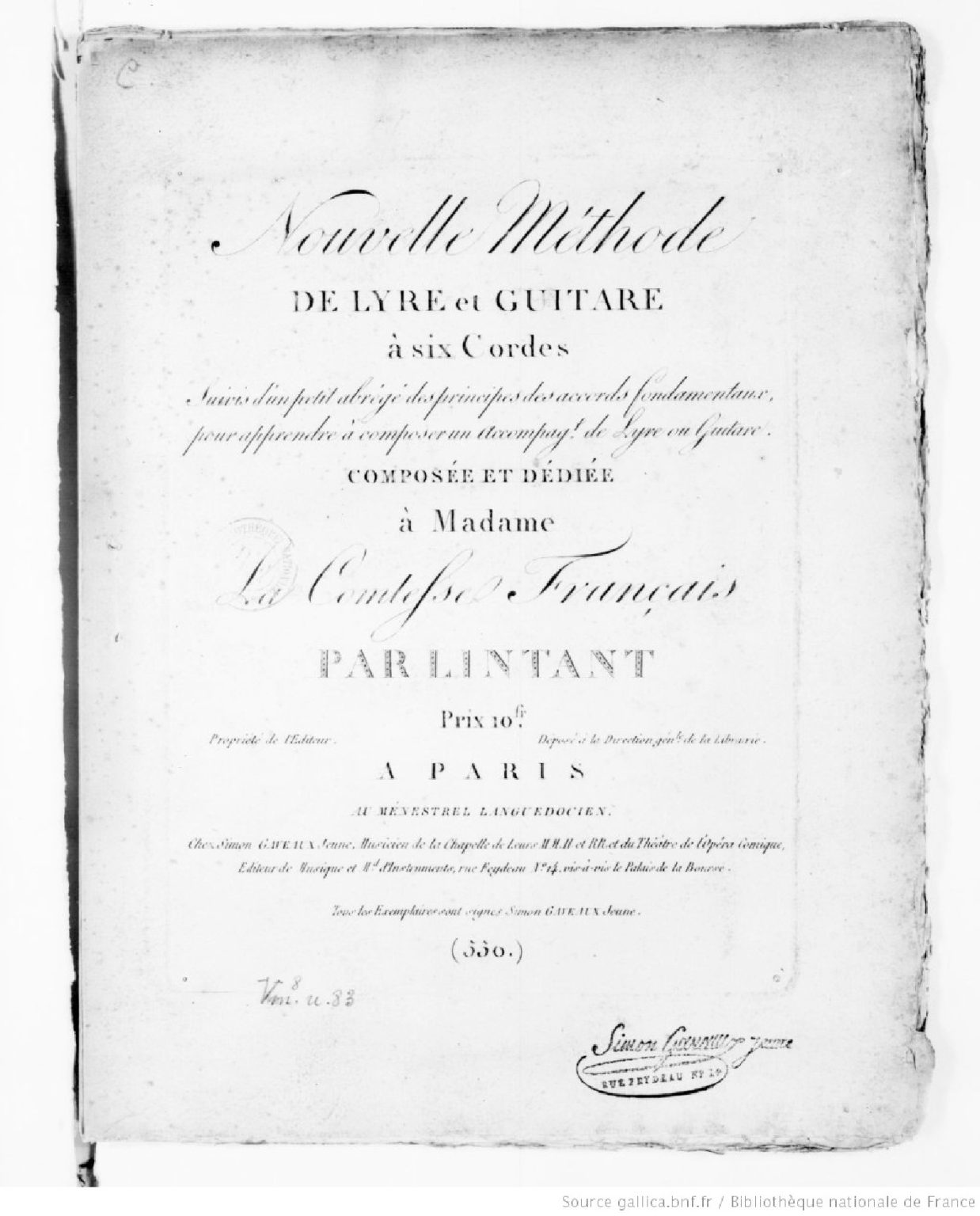 Lintant. Charles - Nouvelle Méthode de Lyre et Guitare à 6 cordes ...