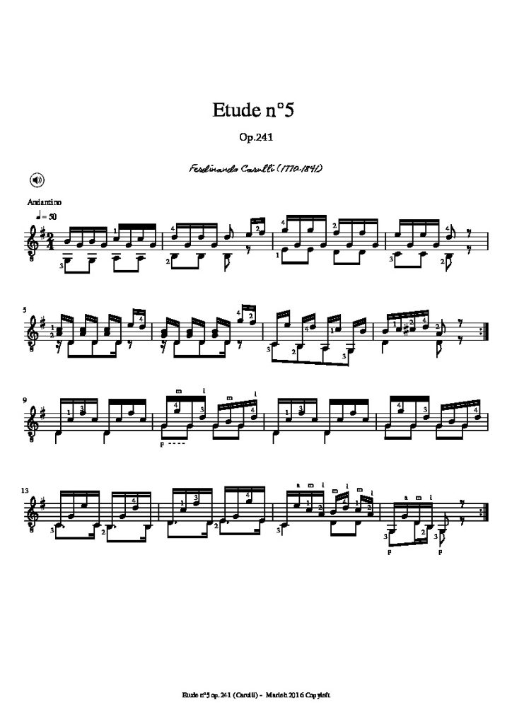 Marieh Collection - op241 Etude 5 (Carulli, Ferdinando) - Classical ...