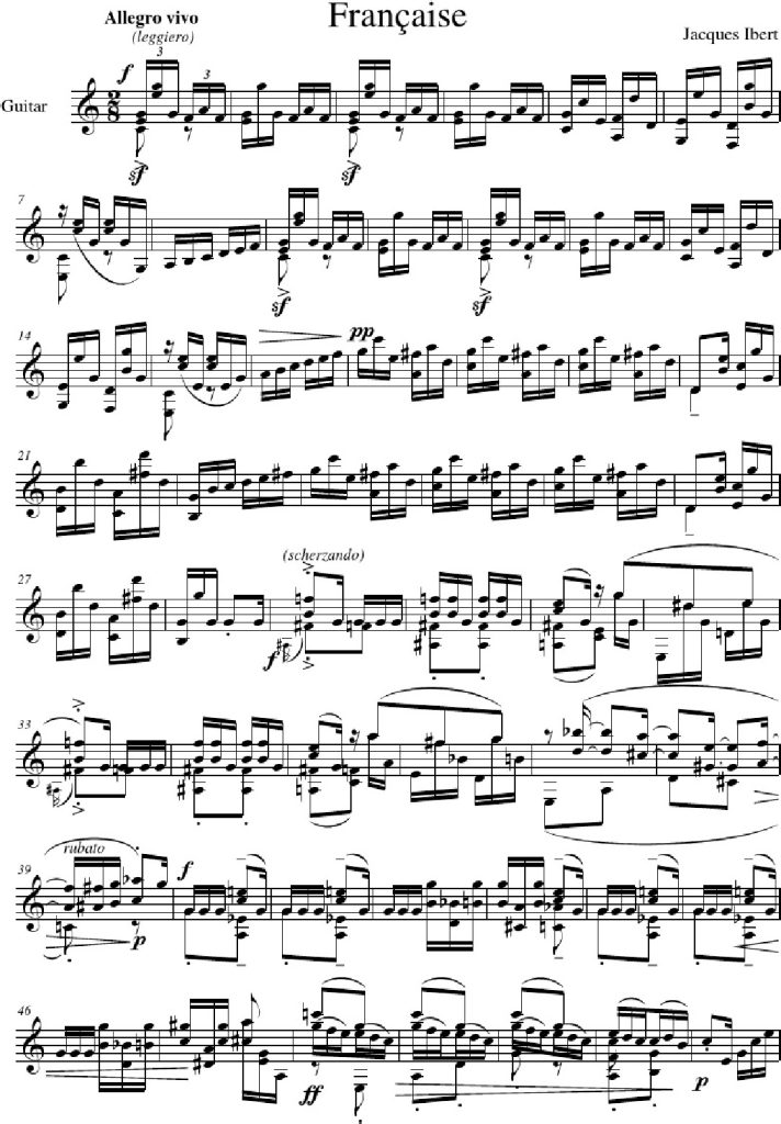 Ibert. Jacques - Francaise - Classical Guitar Library Classical Guitar ...