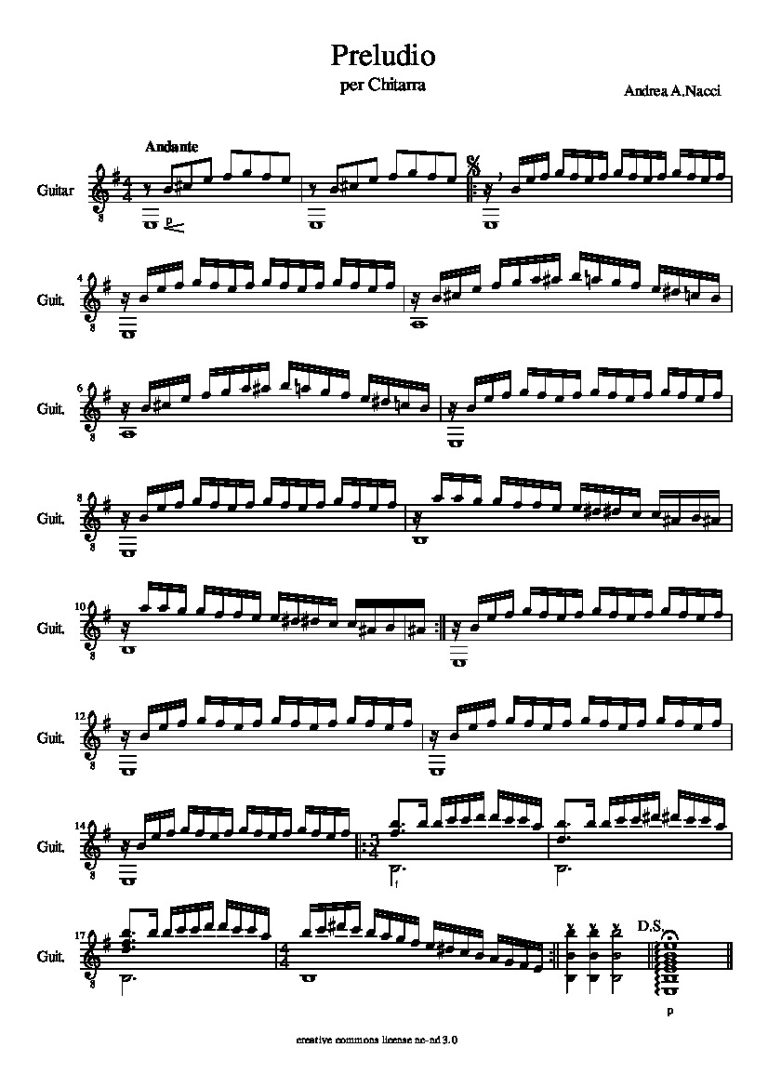 Nacci. Andrea Antonello - Preludio No.1 per Chitarra - Classical Guitar ...