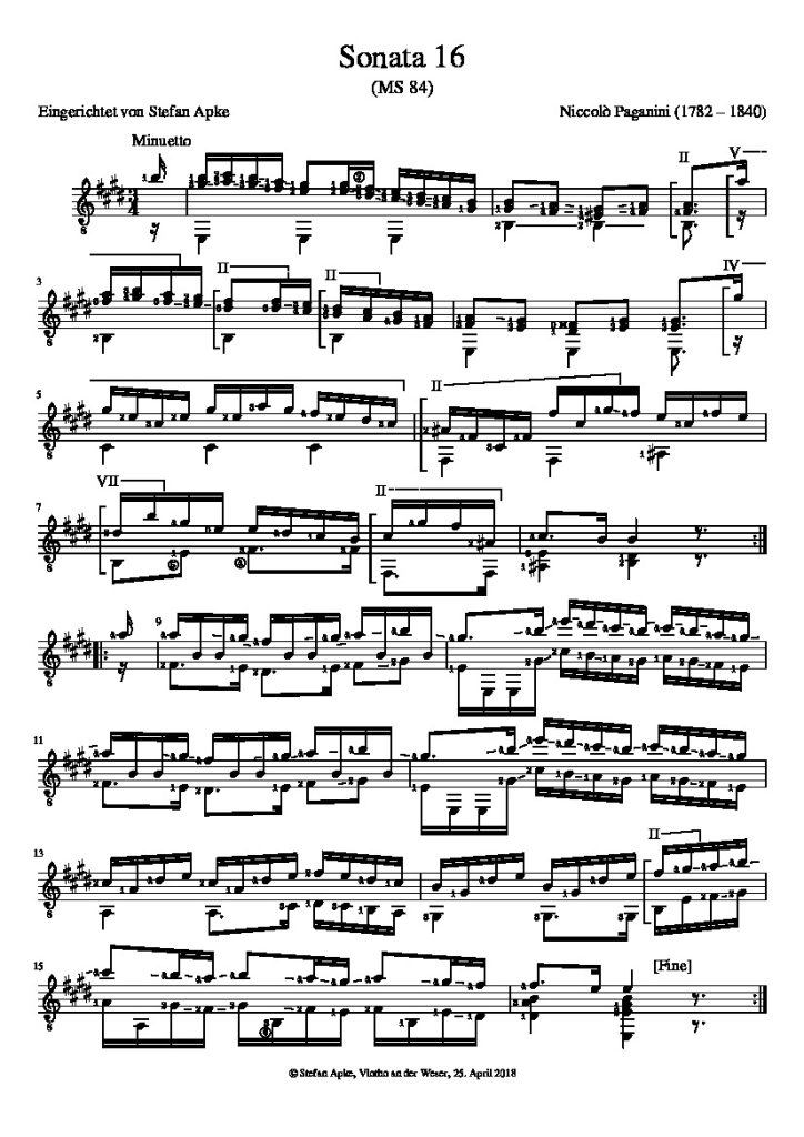 Paganini. Nicolo - Guitar Sonata in E major, MS 84 No.16 - Classical ...