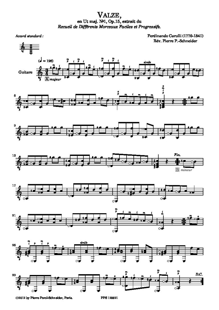 Perol-Schneider. Pierre - Valse Op.15 (Carulli, Ferdinando) - Classical ...